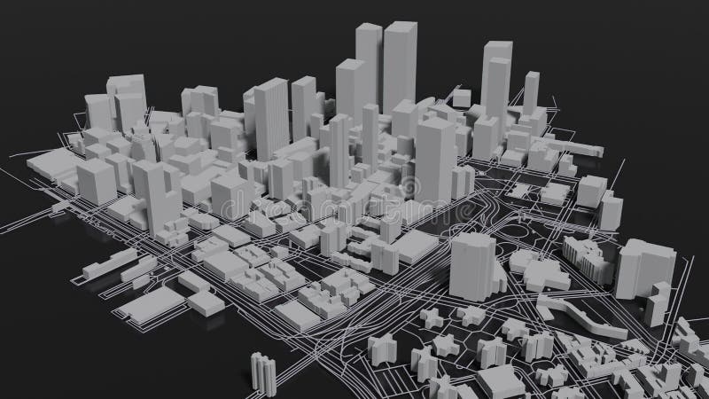 City Center 3d Rendering . Architectural Landscape Stock Illustration ...