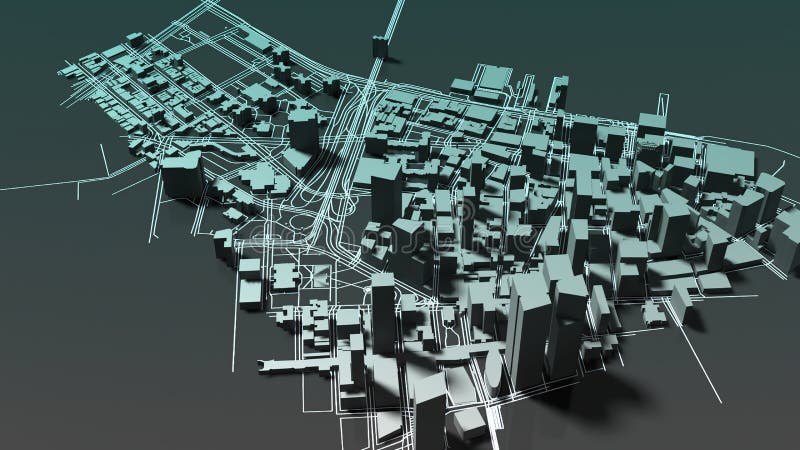 City Center 3d Rendering . Architectural Landscape Stock Illustration ...