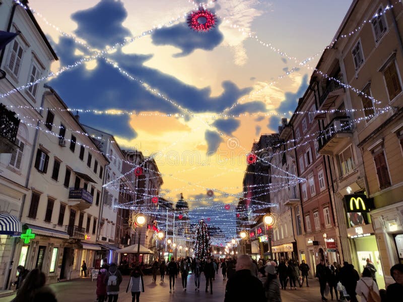 City Center in Rijeka - Croatia Editorial Image - Image of facade, city ...