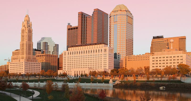 Columbus, Ohio City Center on a Clear Fall Morning Stock Photo - Image ...