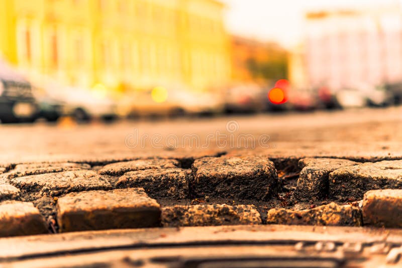City Central Square Paved with Stone. Stock Image - Image of close ...