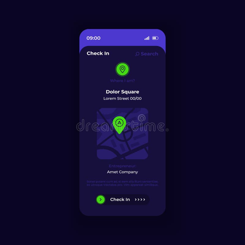 City Check in App Smartphone Interface Vector Template Stock Vector ...