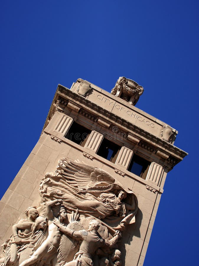 Neo-Gothic Architecture in Chicago Stock Image - Image of flag ...