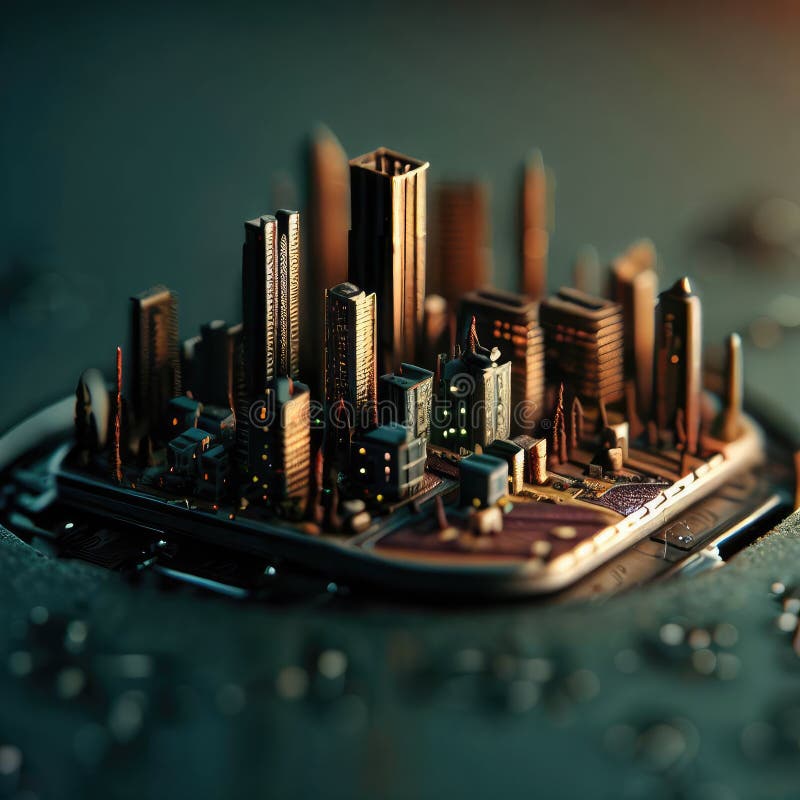 City Chip in 3d. Generated Ai Stock Illustration - Illustration of ...