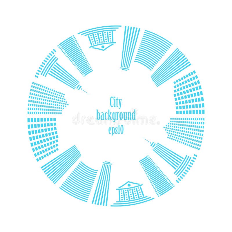 City in Circle. Buildings Around Stock Vector - Illustration of ...