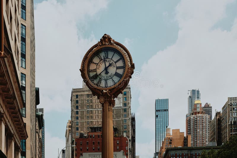 City clock. New York editorial stock image. Image of lighting - 261321099
