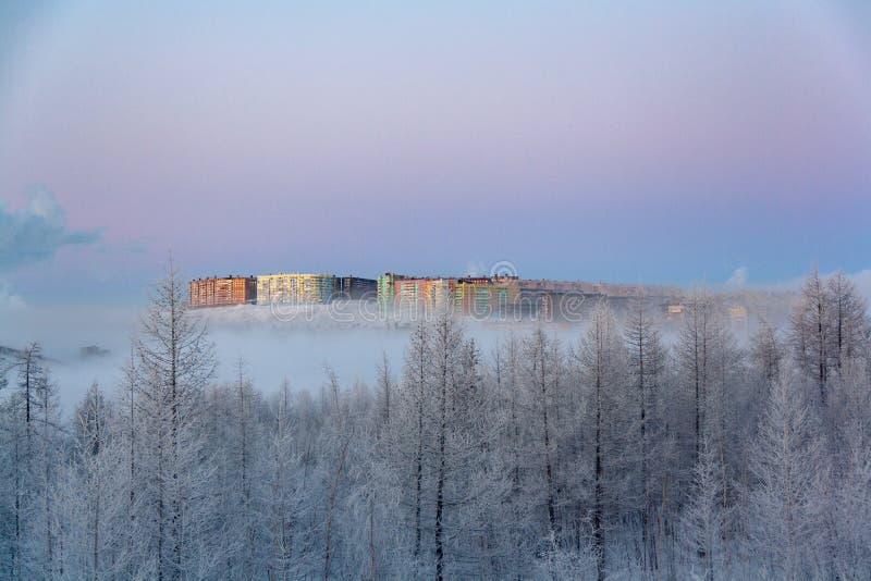 City on a Cloud, Norilsk-Talnakh Stock Image - Image of blue, russia ...
