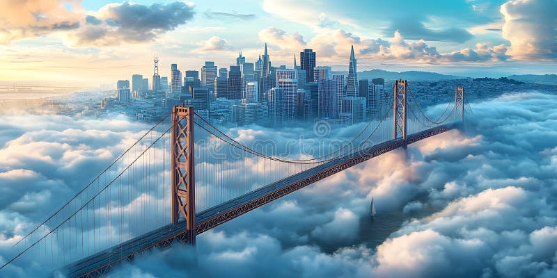 City in the Clouds Futuristic Metropolis Above the Cloudscape Stock ...