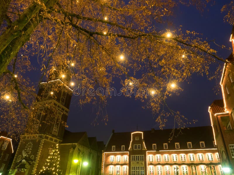 The city of coesfeld stock image. Image of treee, night - 82794029