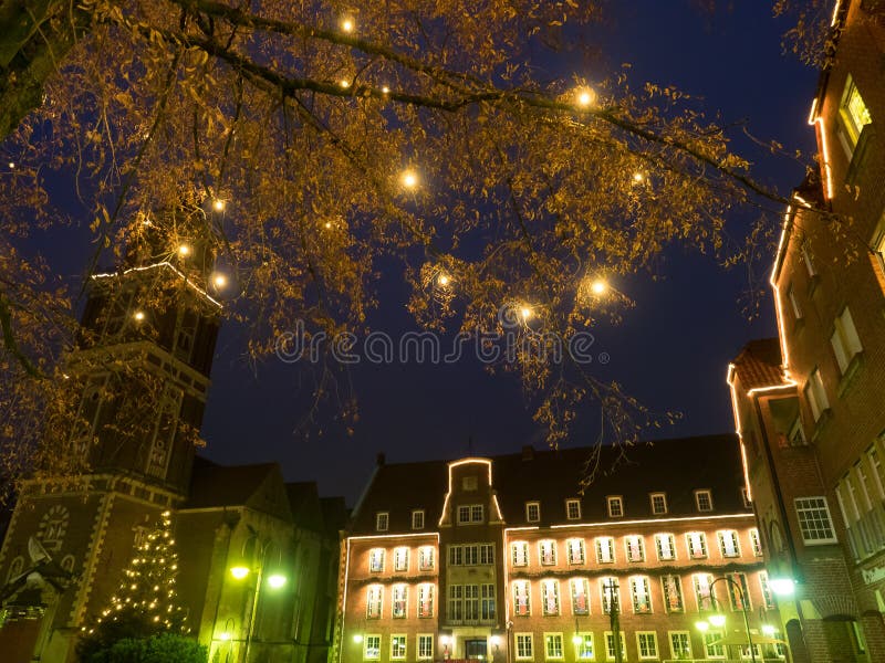 The city of coesfeld stock photo. Image of lights, night - 82794388