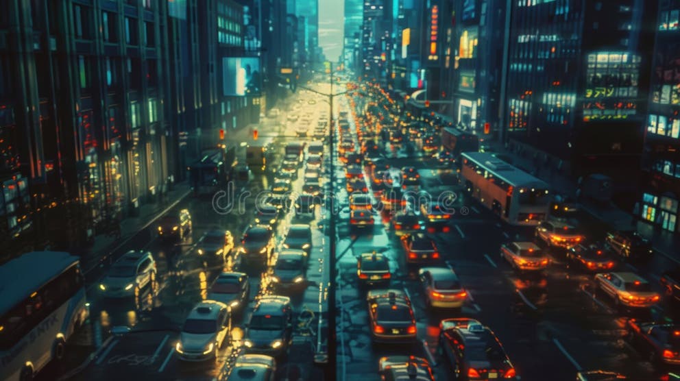The City Comes Alive with Fast-paced Movement during Rush Hour. Stock ...