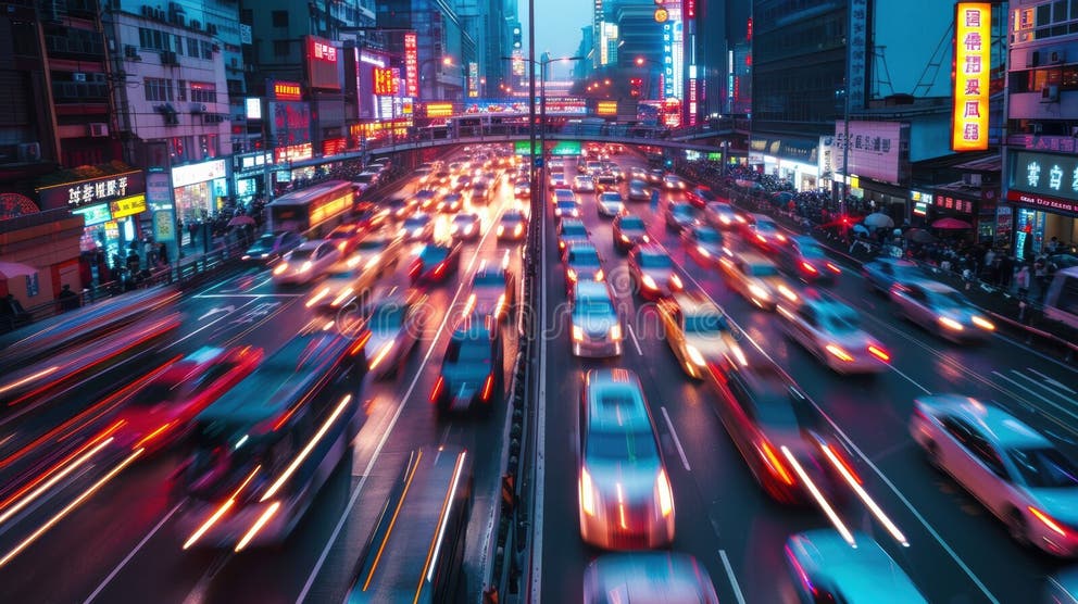 The City Comes Alive with Fast-paced Movement during Rush Hour. Stock ...