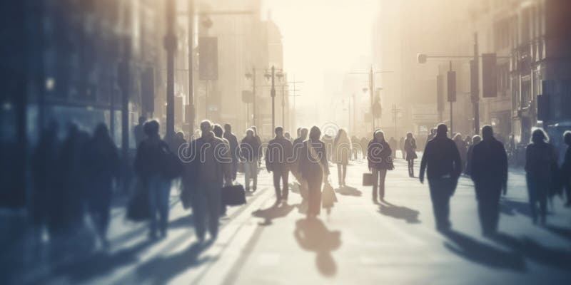 City Commuters. High Key Blurred Image of Workers Going Back Home after ...