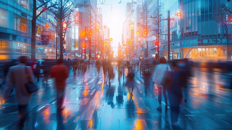 City Commuters. High Key Blurred Image of Workers Going Back Home after ...