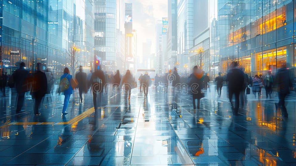 City Commuters. High Key Blurred Image of Workers Going Back Home after ...