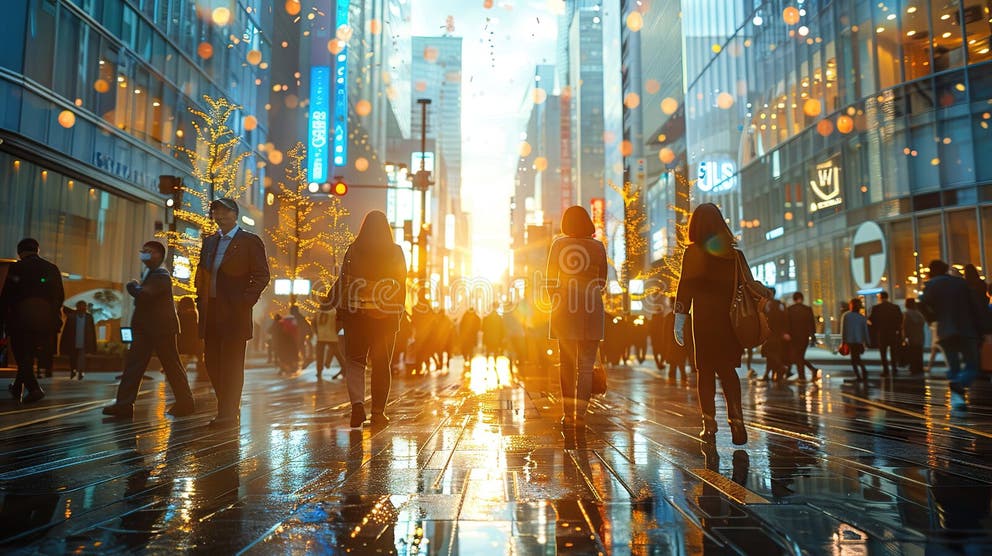 City Commuters. High Key Blurred Image of Workers Going Back Home after ...