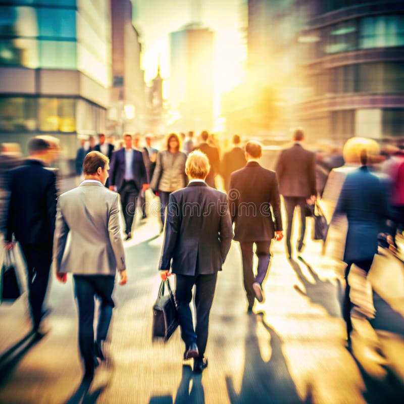 City Commuters. High Key Blurred Image of Workers Going Back Home after ...