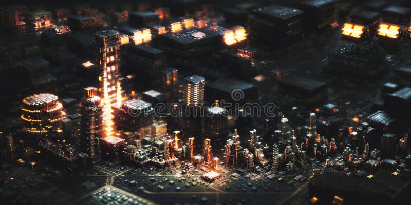 A City Composed of Computer Chips. Concept of Digital City Stock ...