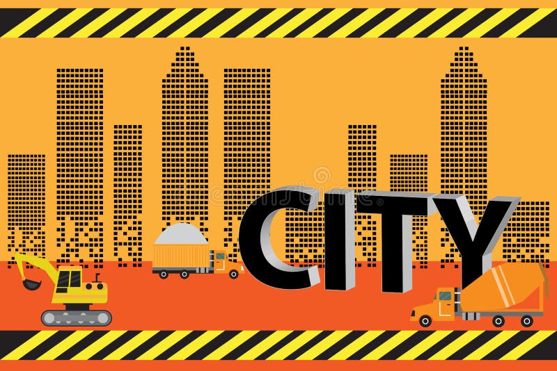 City Construction Vector Building City Scene on Night Time Vector Stock ...
