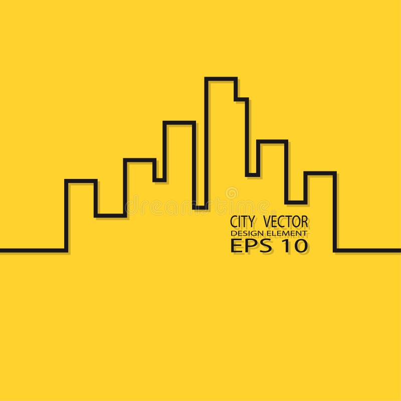 City Contour on a Yellow Background Design Element Stock Illustration ...