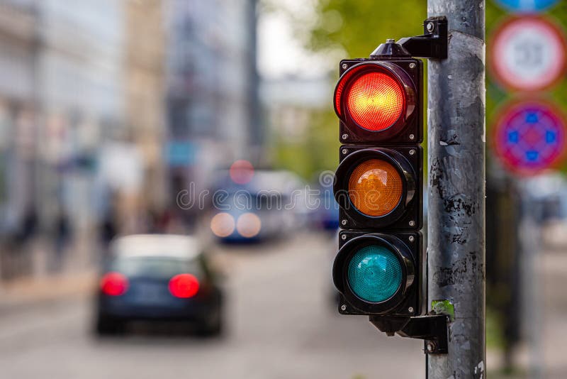 A City Crossing with a Semaphore, Red Light in Semaphore Stock Image ...