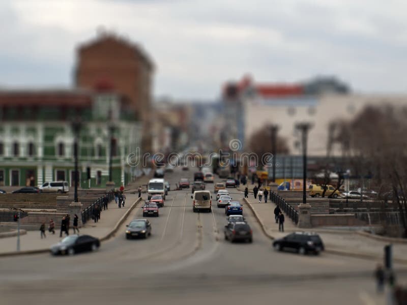City Crossroad. Tilt Shift Technique Stock Photo - Image of cars ...