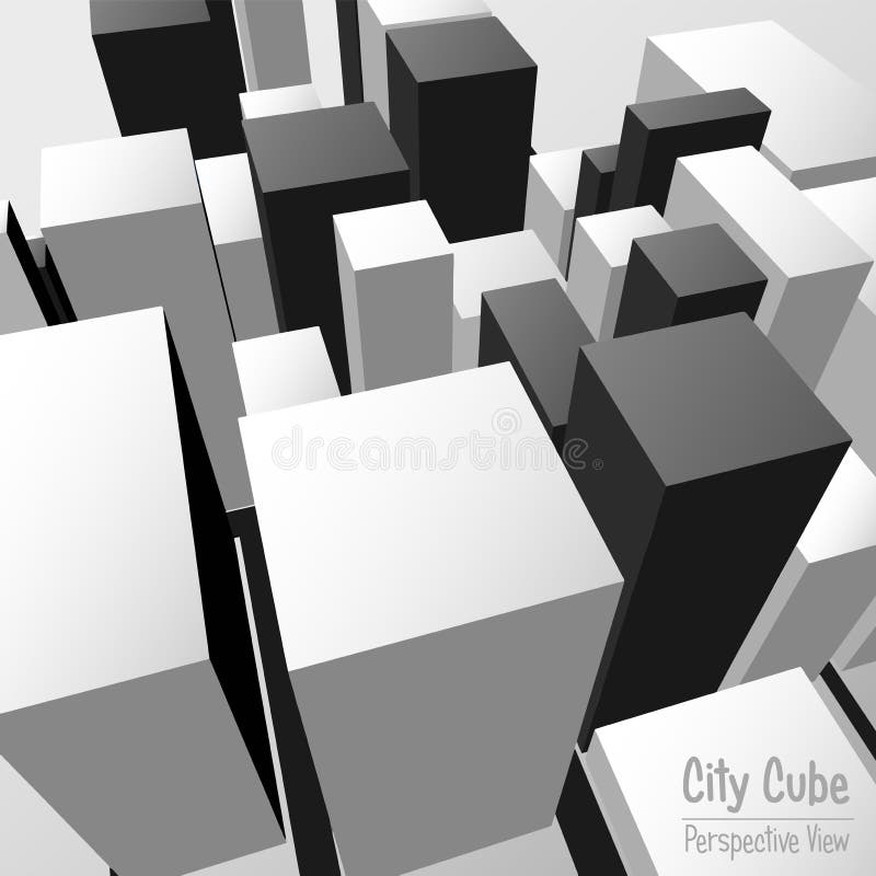 City Cube Perspective View stock vector. Illustration of light - 60000095