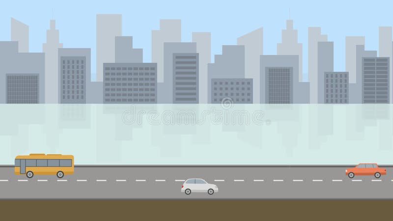 City Day. Flat Cartoon Panoramic Loop Animation Background 4K Stock ...