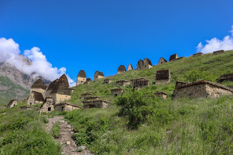 City of the Dead Dargavs Necropolis with Landscape of the Mountains ...