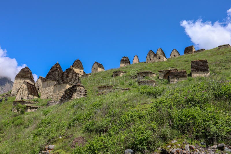 City of the Dead Dargavs Necropolis with Landscape of the Mountains ...