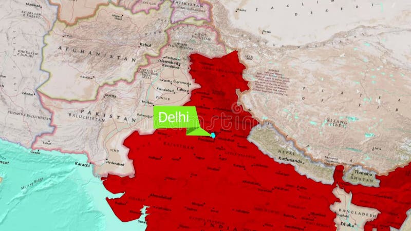 Highlight the Important City of Delhi in the Map of India Stock Footage ...