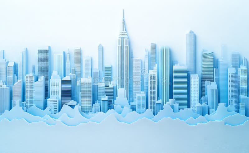 A City Depicted in a 3D Digital Format with a Plain White Backdrop ...