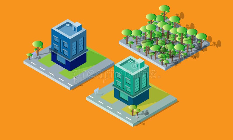 City Design Elements Isometric 3d Flat Icon Pack Stock Illustration ...
