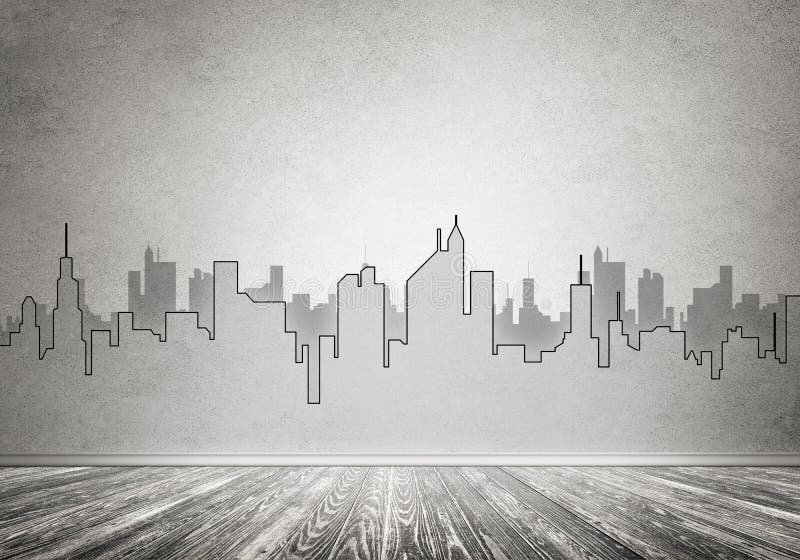 City design on wall stock image. Image of concrete, cityscape - 77317701