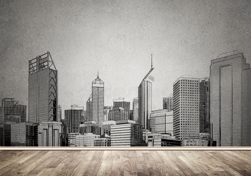 City design on wall stock image. Image of downtown, abstract - 81137597
