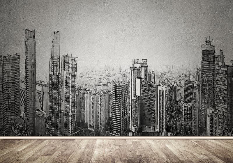 City design on wall stock image. Image of concrete, construction - 81664403