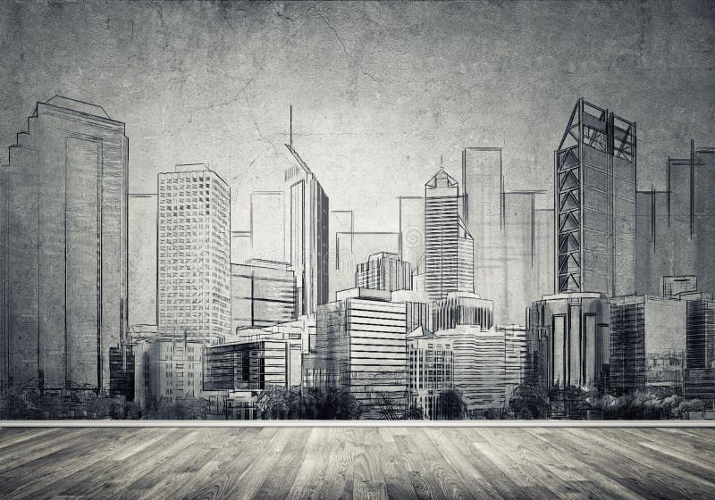 City design on wall stock photo. Image of architecture - 84867492