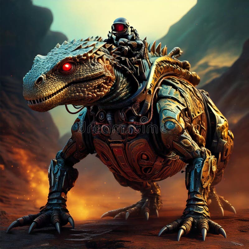 CITY DESTROYING LIZARD ROBOTS Stock Illustration - Illustration of ...