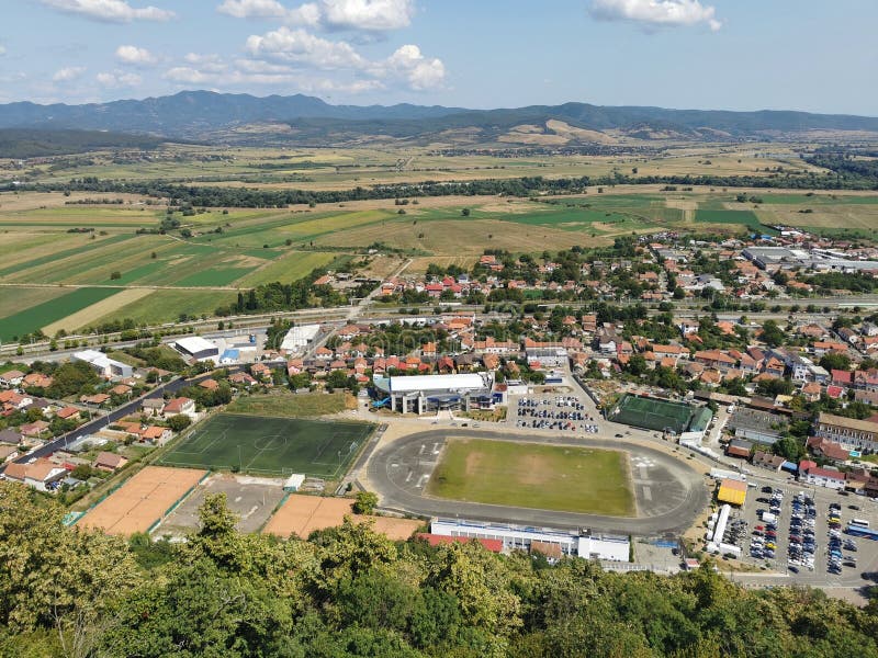 City of Deva, Romania from Birds View Stock Image - Image of view ...