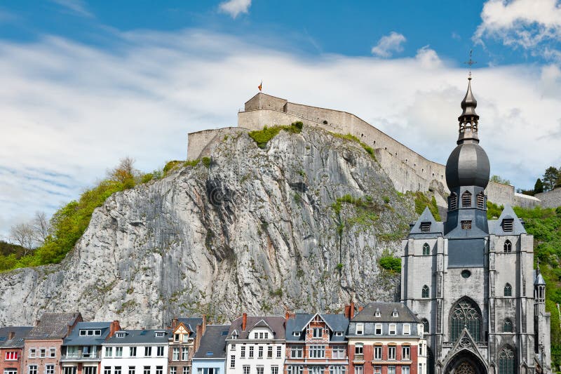 Dinant stock image. Image of church, city, dwellings, fortified - 988159