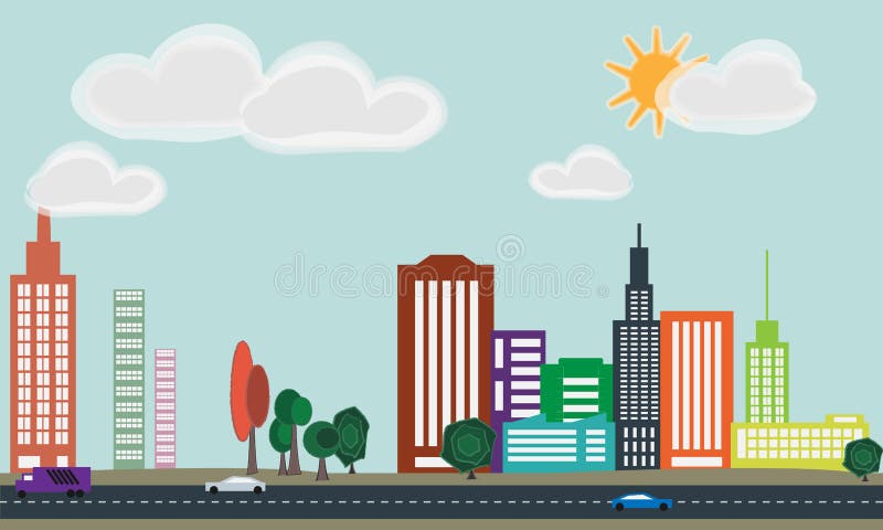 Cartoon city background stock vector. Illustration of comic - 9538171