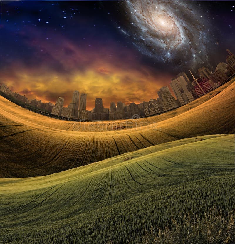 City in distance stock illustration. Illustration of hill - 35836608