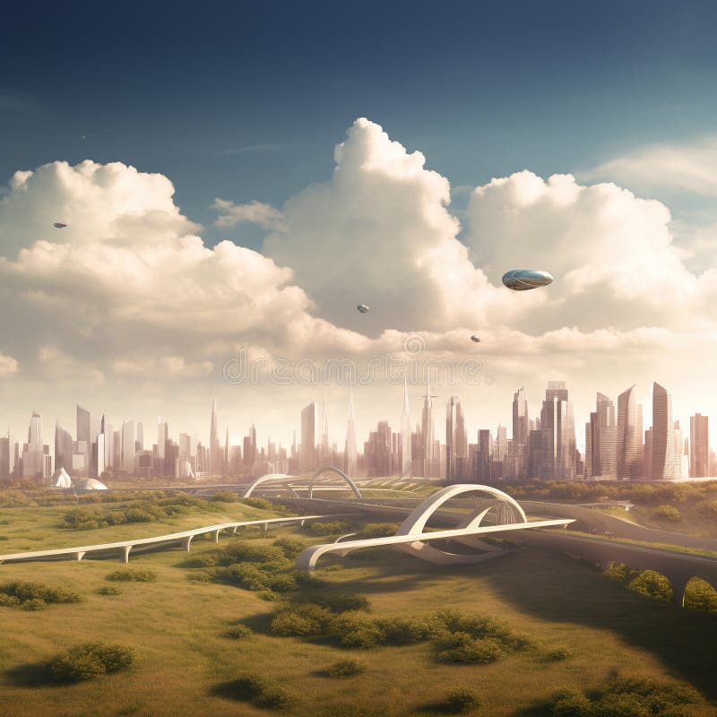 A City in the Distant Future. AI Generated Stock Image - Image of ...