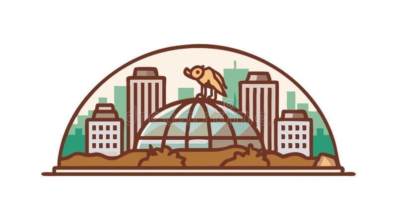City in a Dome with an Eagle Symbol Vector Logo, Vector Design ...