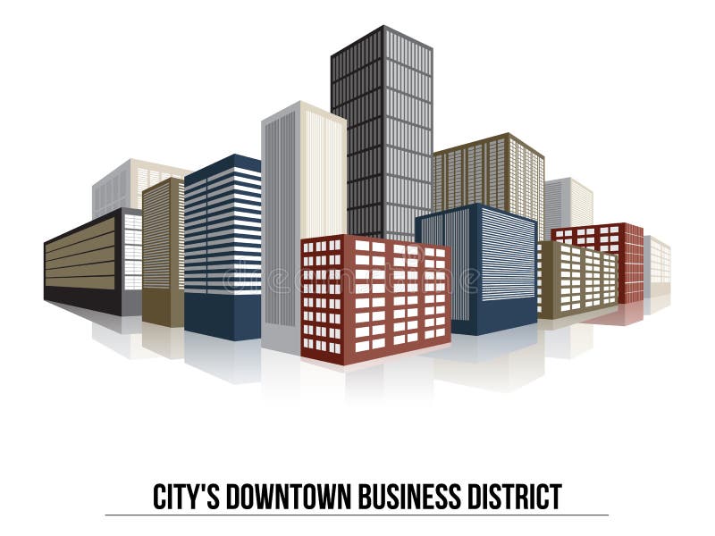 City Downtown Business District, Vector Flat Stock Vector ...