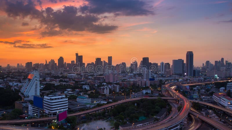 City Downtown and Highway Interchanged Stock Photo - Image of city ...