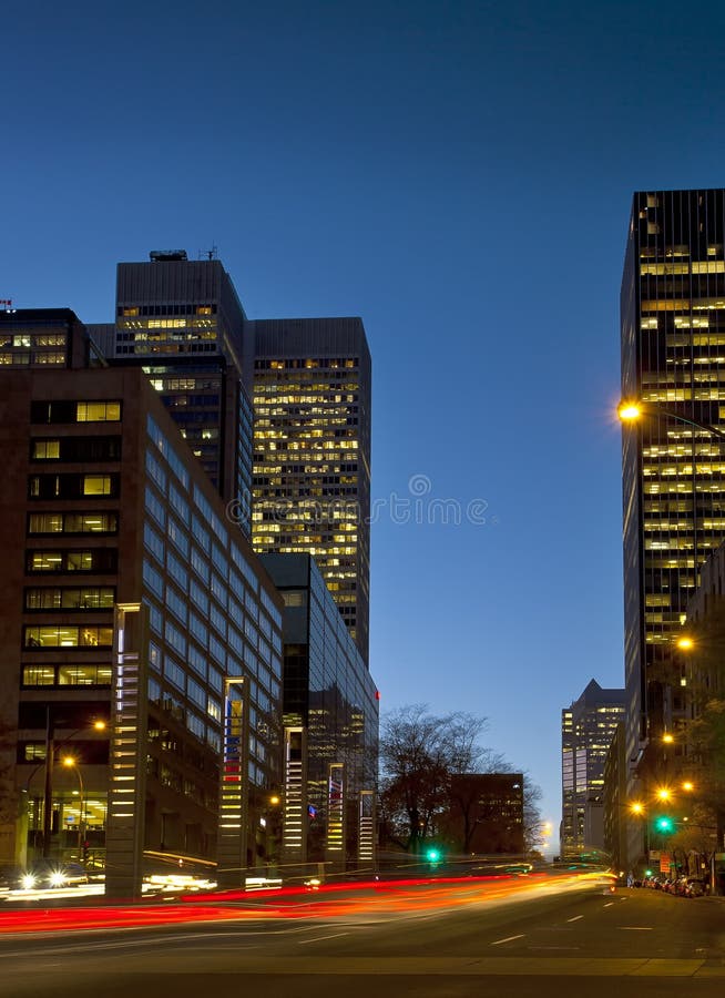 Night Scene of Wet City Streets Stock Photo - Image of traffic, blur ...