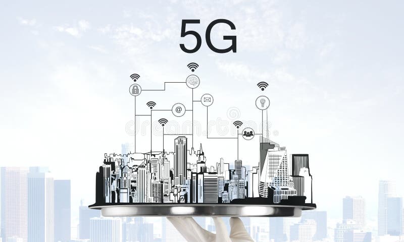 City Drawing with 5G Internet Stock Image - Image of drawing, abstract ...