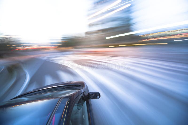 Car Driving Fast into Forest. Stock Photo - Image of motion, speed ...