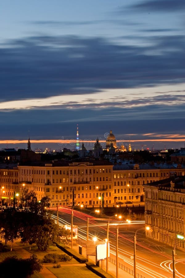 City at Dusk stock photo. Image of line, headlight, busy - 2819894